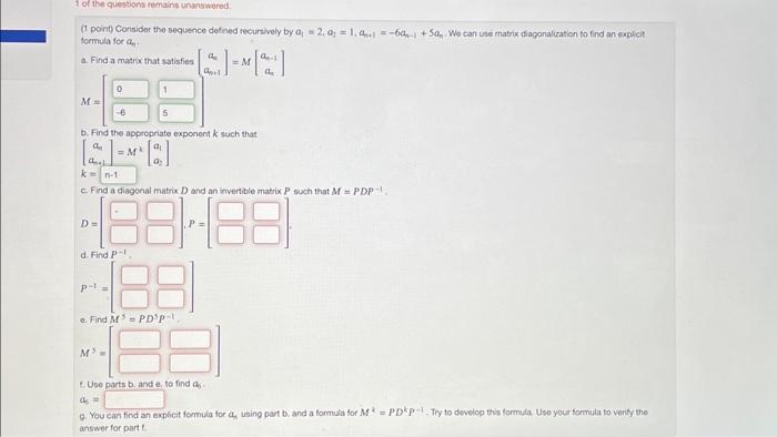 (1 point Consider the sequence defined recurtively by | Chegg.com