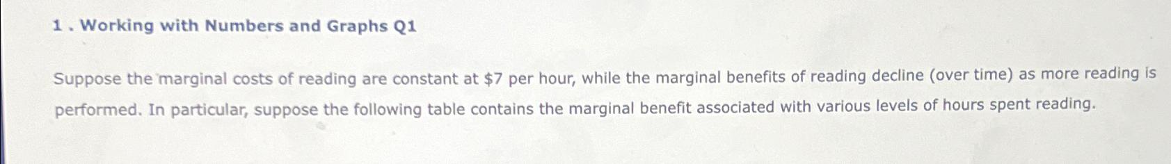 Solved Working with Numbers and Graphs Q1Suppose the | Chegg.com