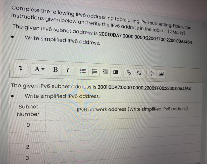 Solved Complete the following IPv6 addressing table using | Chegg.com