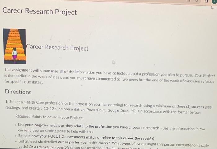 Career Research Project Career Research Project This | Chegg.com