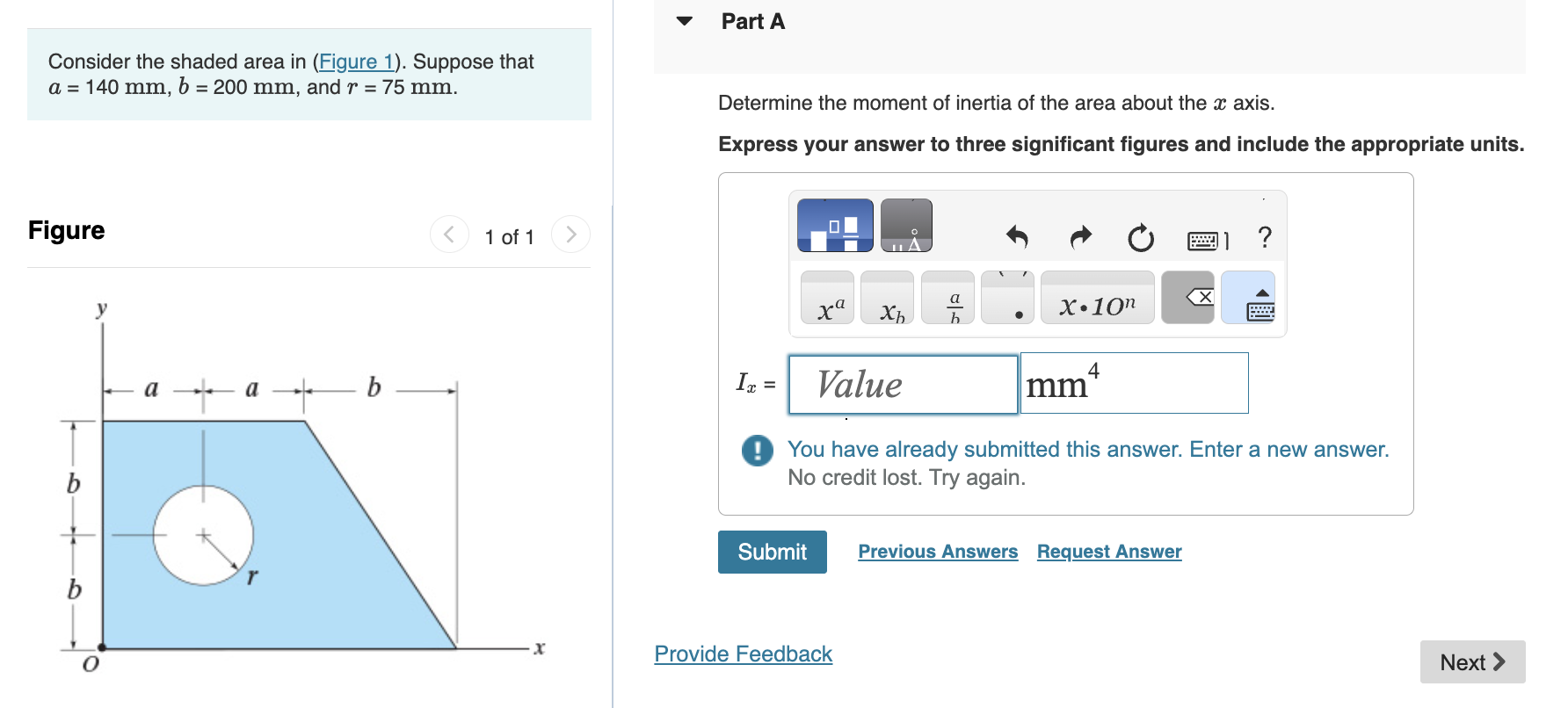 Solved Part AConsider the shaded area in (Figure 1). | Chegg.com