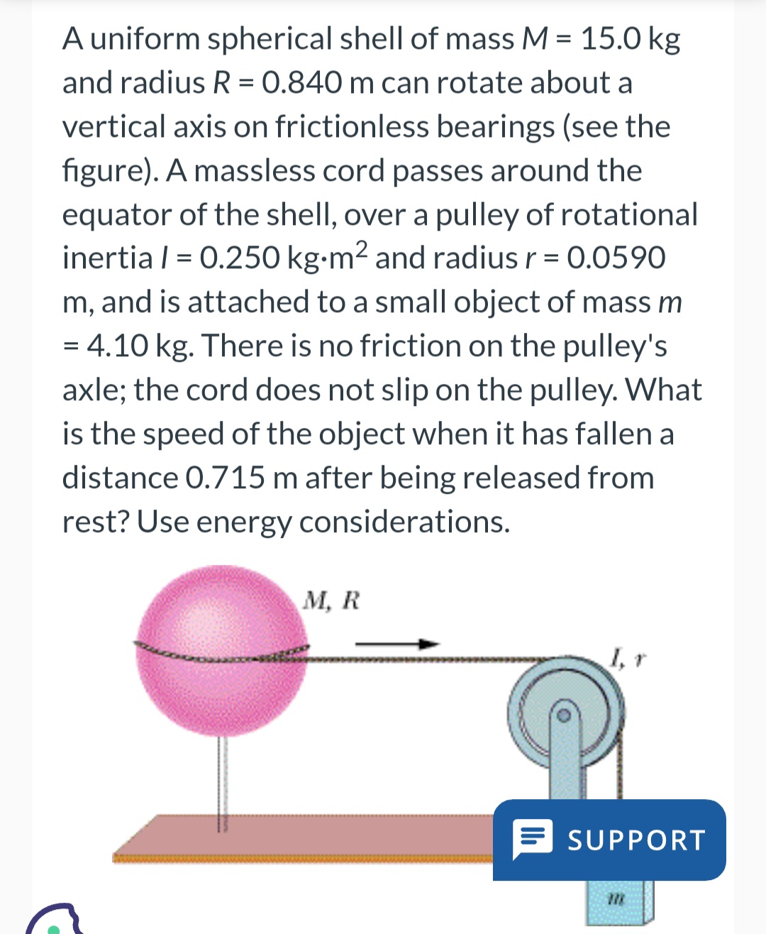 Solved A uniform spherical shell of mass M=15.0kgand radius | Chegg.com