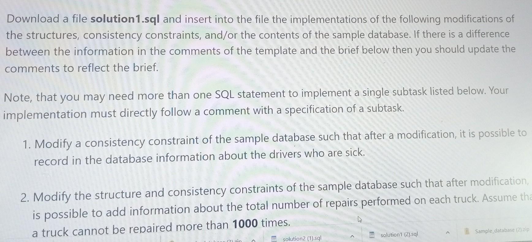 Solved Download a file solution1.sql and insert into the | Chegg.com