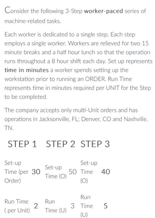 Solved Consider the following 3-Step worker-paced series of | Chegg.com