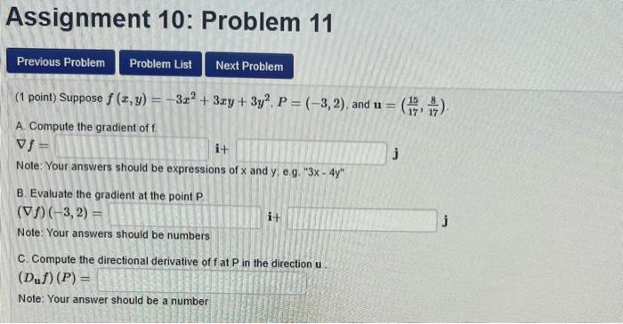 Solved 1 Point Suppose F X Y −3x2 3xy 3y2 P −3 2 And