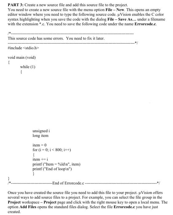 Solved Part 3 Create A New Source File And Add This Source 