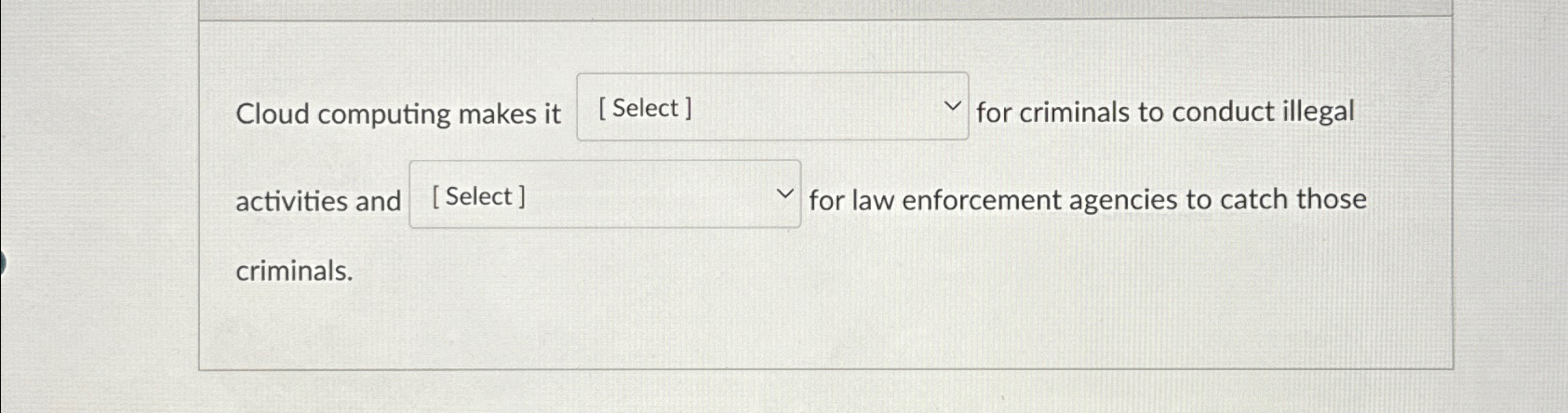 Solved Cloud computing makes it for criminals to conduct | Chegg.com