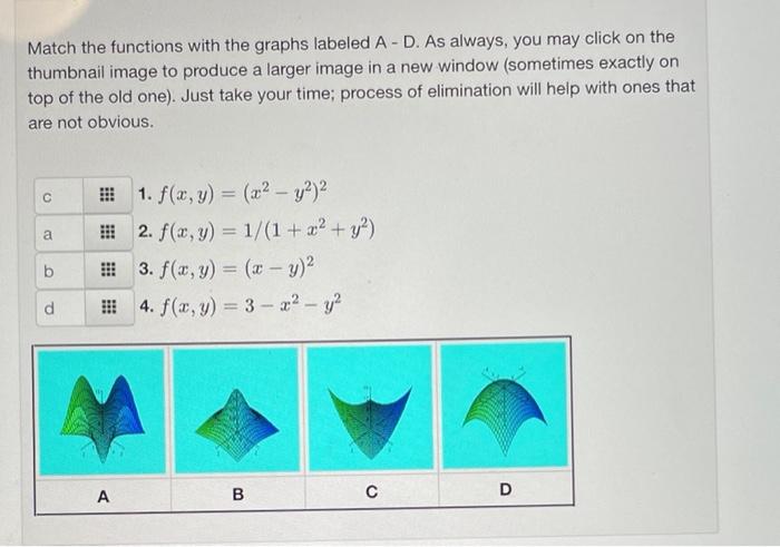 Match the functions with the graphs labeled A - D. As | Chegg.com