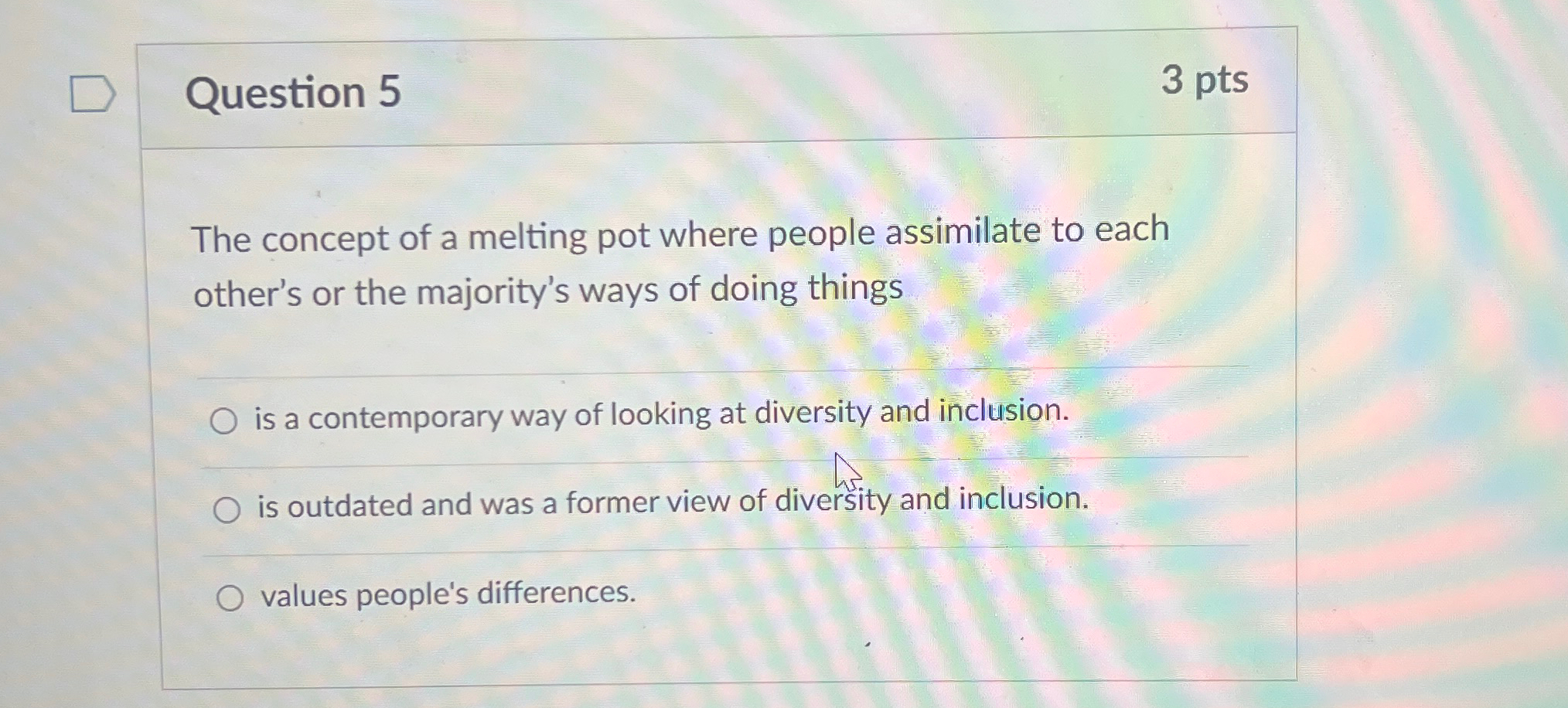 Solved Question 53 ﻿ptsThe concept of a melting pot where | Chegg.com