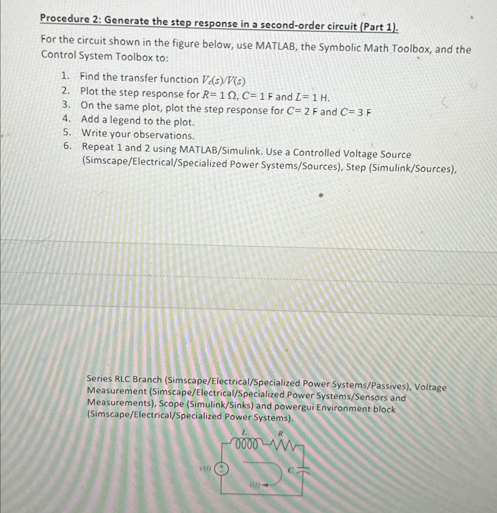 Solved Procedure 2: Generate the step response in a | Chegg.com