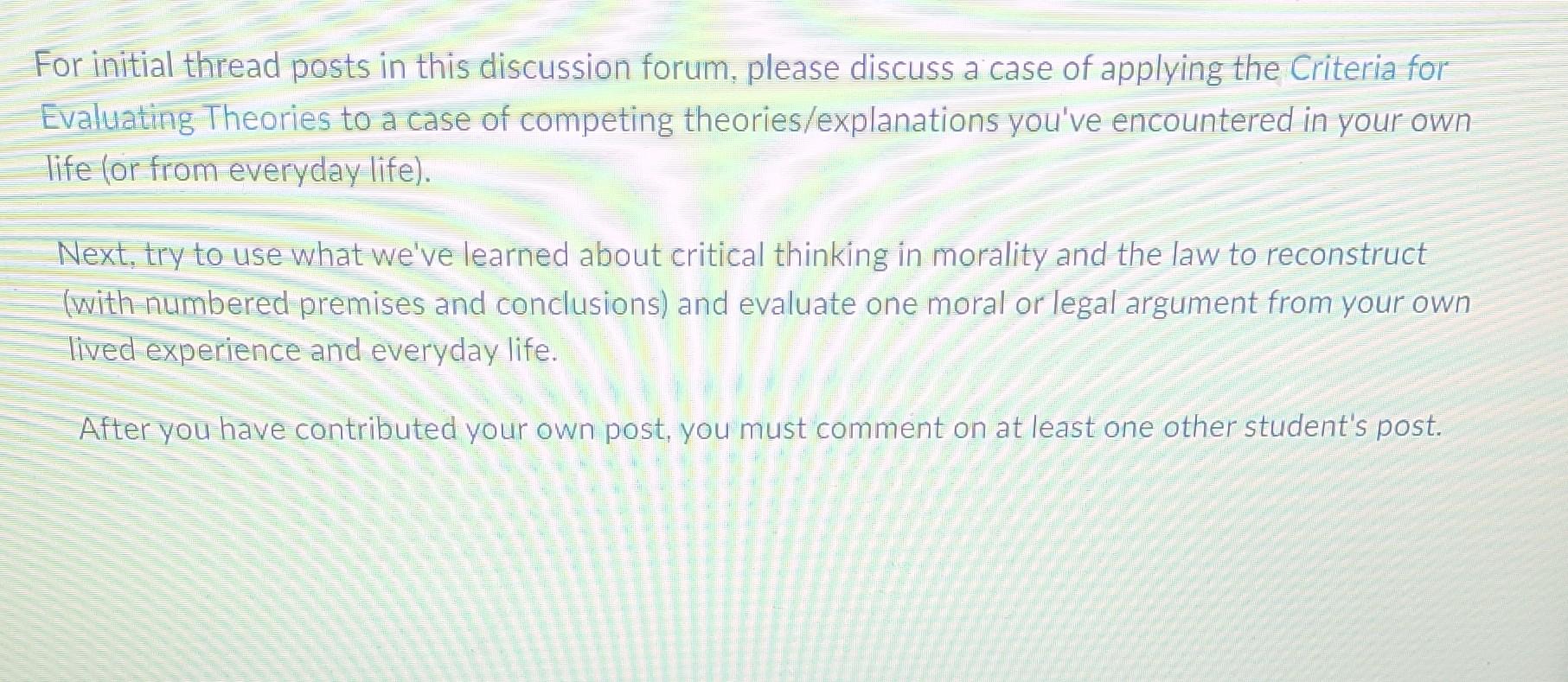 Solved For initial thread posts in this discussion forum, | Chegg.com