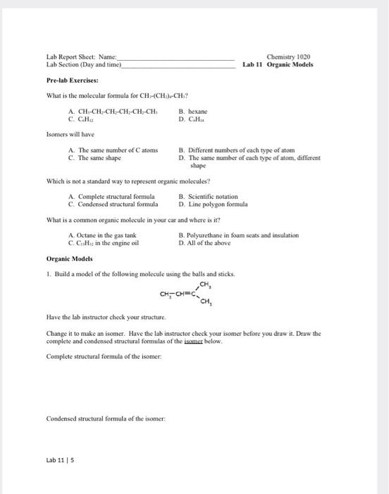 Solved Lab Report Sheet: Name Chemistry 1020 Lab Section | Chegg.com