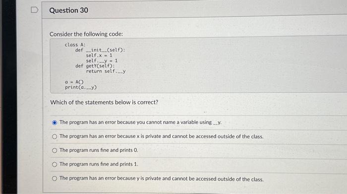 Solved Consider the following code: class A: def | Chegg.com