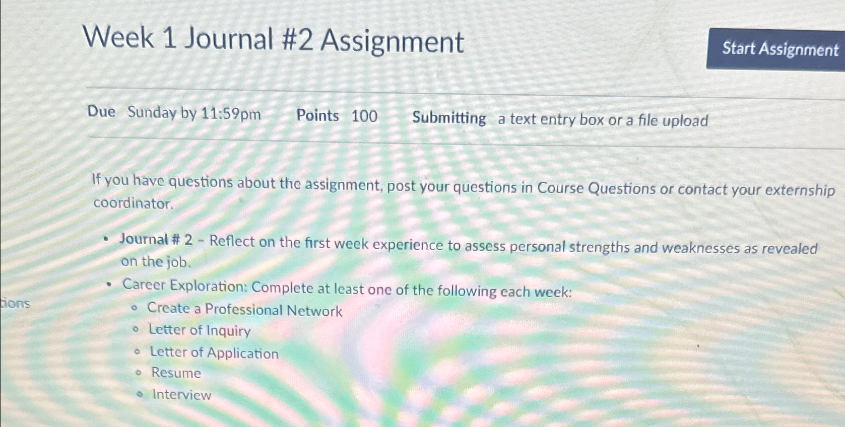 Solved Week 1 ﻿Journal #2 ﻿AssignmentDue Sunday by | Chegg.com