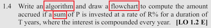 1.4 ﻿Write an algorithm and draw a flowchart to | Chegg.com