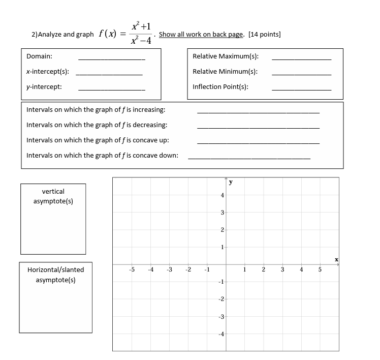 Solved Analyze and graph f(x)=x2+1x2-4. ﻿Show all work on | Chegg.com