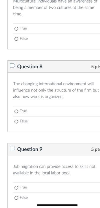 Solved Multicultural individuals have an awareness of being | Chegg.com