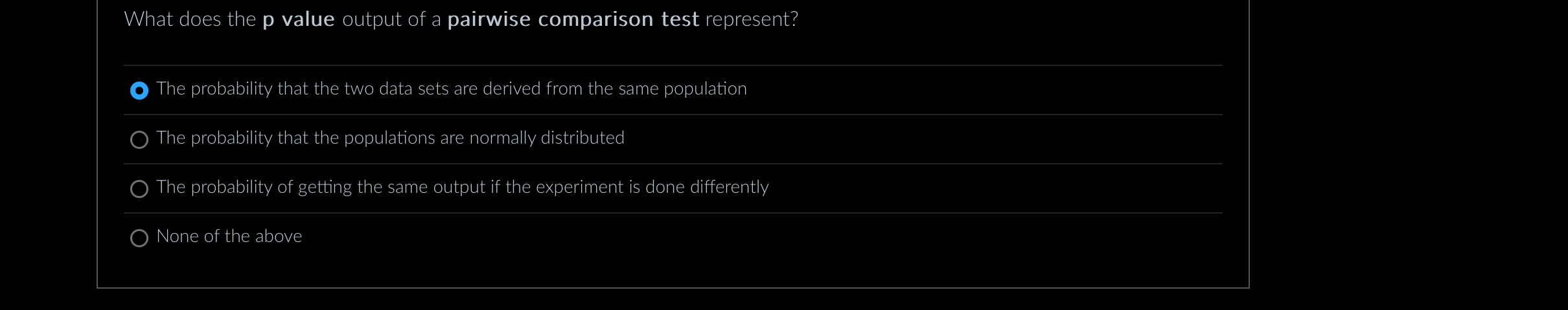 Solved What does the p ﻿value output of a pairwise | Chegg.com