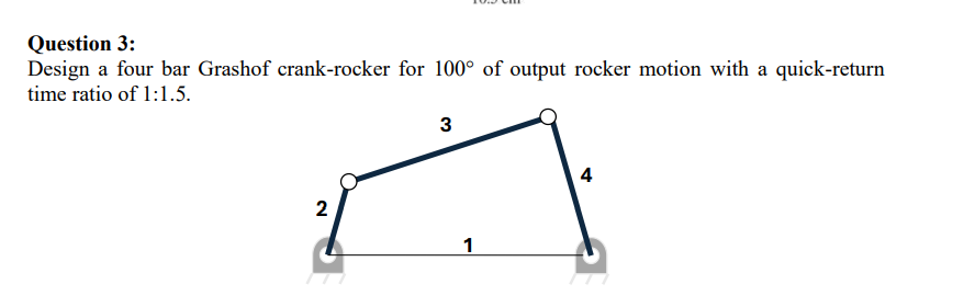 Solved Design a four bar Grashof crank-rocker for 100\deg | Chegg.com