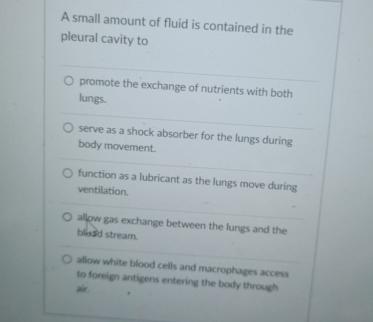 Solved A small amount of fluid is contained in the pleural | Chegg.com