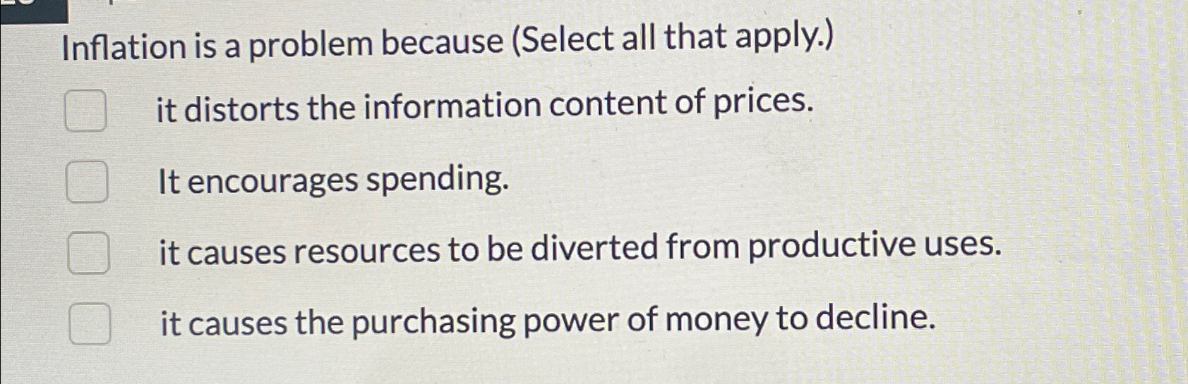 Solved Inflation is a problem because (Select all that | Chegg.com