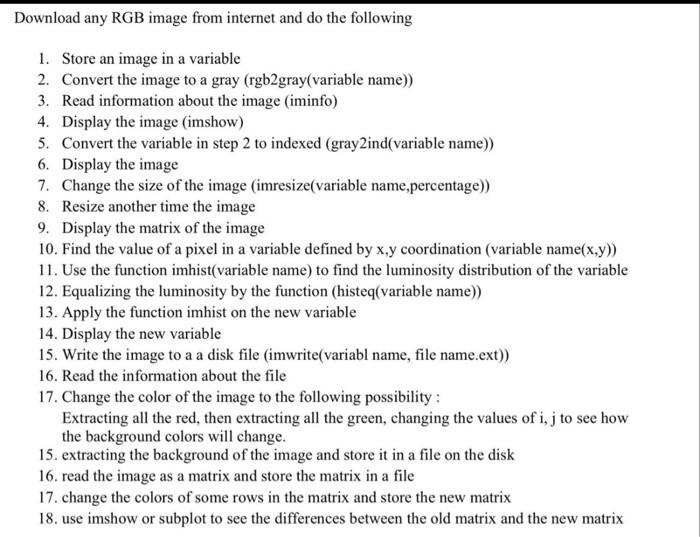 Solved Download any RGB image from internet and do the | Chegg.com
