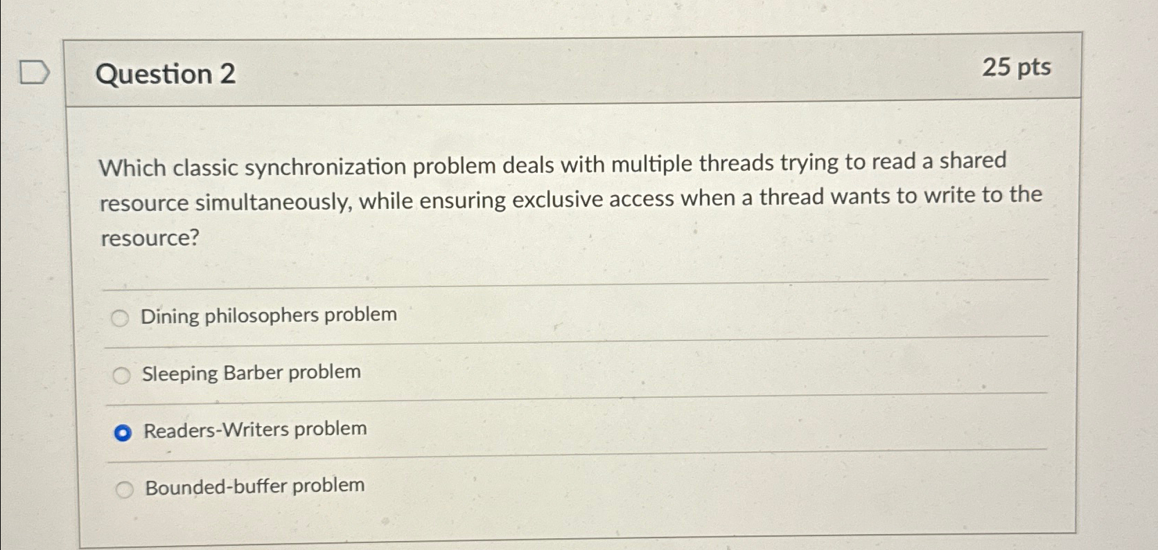 Solved Question 225 ﻿ptsWhich classic synchronization | Chegg.com