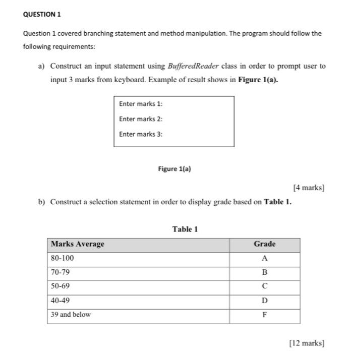 Solved QUESTION 1 Question 1 covered branching statement and | Chegg.com