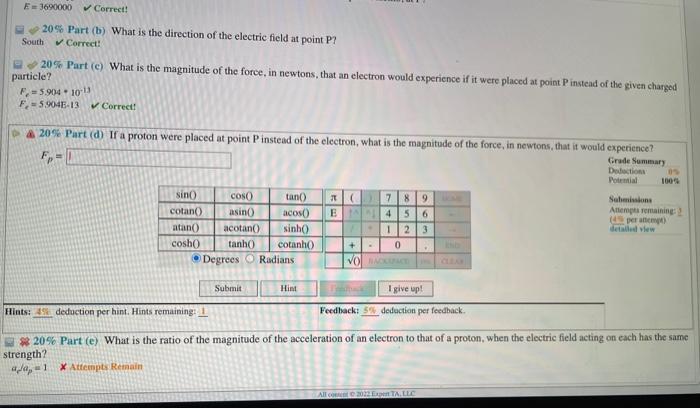 Solved (105) Problem 9: The electric force experienced by a | Chegg.com