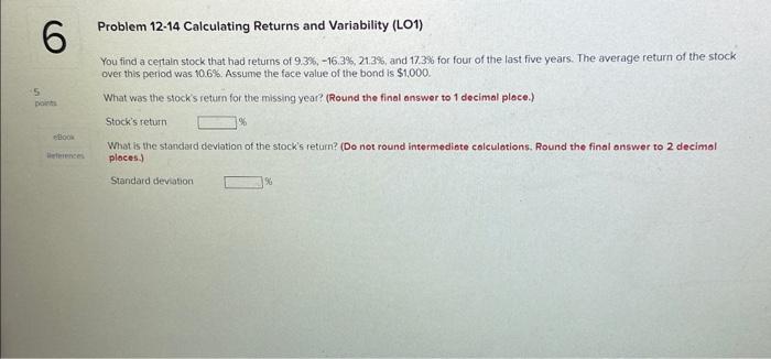Solved Problem 12-14 Calculating Returns and Variability | Chegg.com
