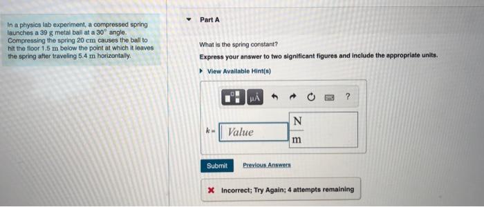 Solved In a physics lab experiment, a compressed spring | Chegg.com