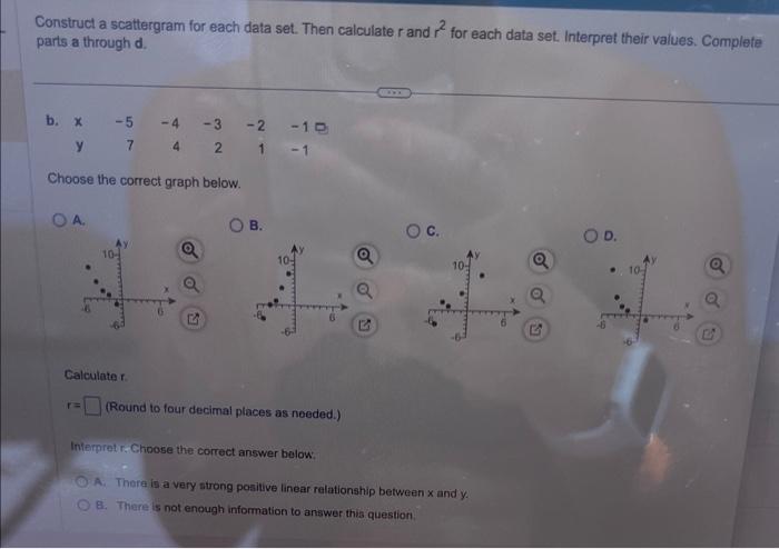 Solved Construct a scattergram for each data set. Then | Chegg.com