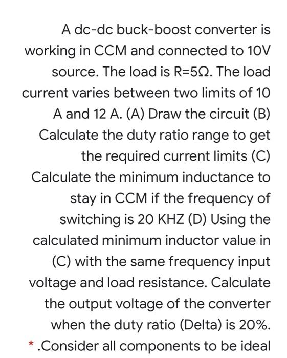 Solved A dc-dc buck-boost converter is working in CCM and | Chegg.com