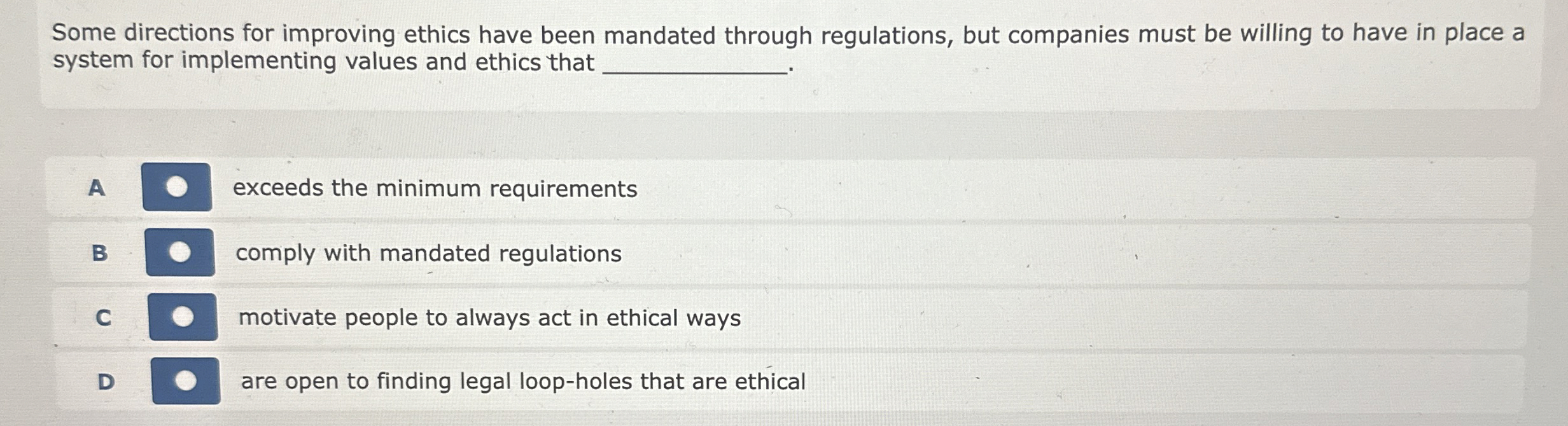 Solved Some directions for improving ethics have been | Chegg.com