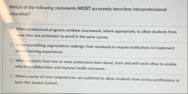 Solved Which of the following statements MOST accurately | Chegg.com