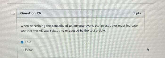 Solved When describing the causality of an adverse event, | Chegg.com