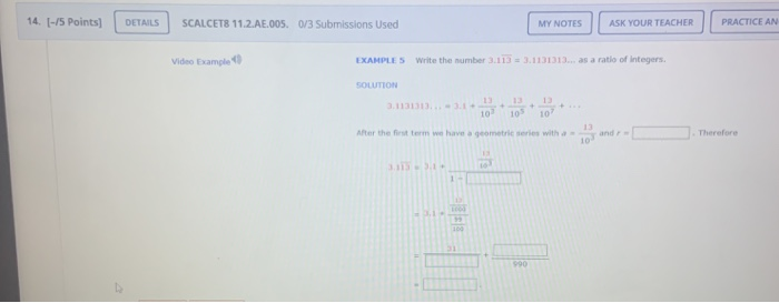 Solved 14. (-/5 Points) DETAILS SCALCETS 11.2.A.005.0/3 | Chegg.com Solved 14. (-/5 Points) DETAILS SCALCETS 11.2.A.005.0/3 | Chegg.com
