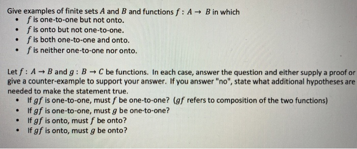 Solved B in which Give examples of finite sets A and B and | Chegg.com