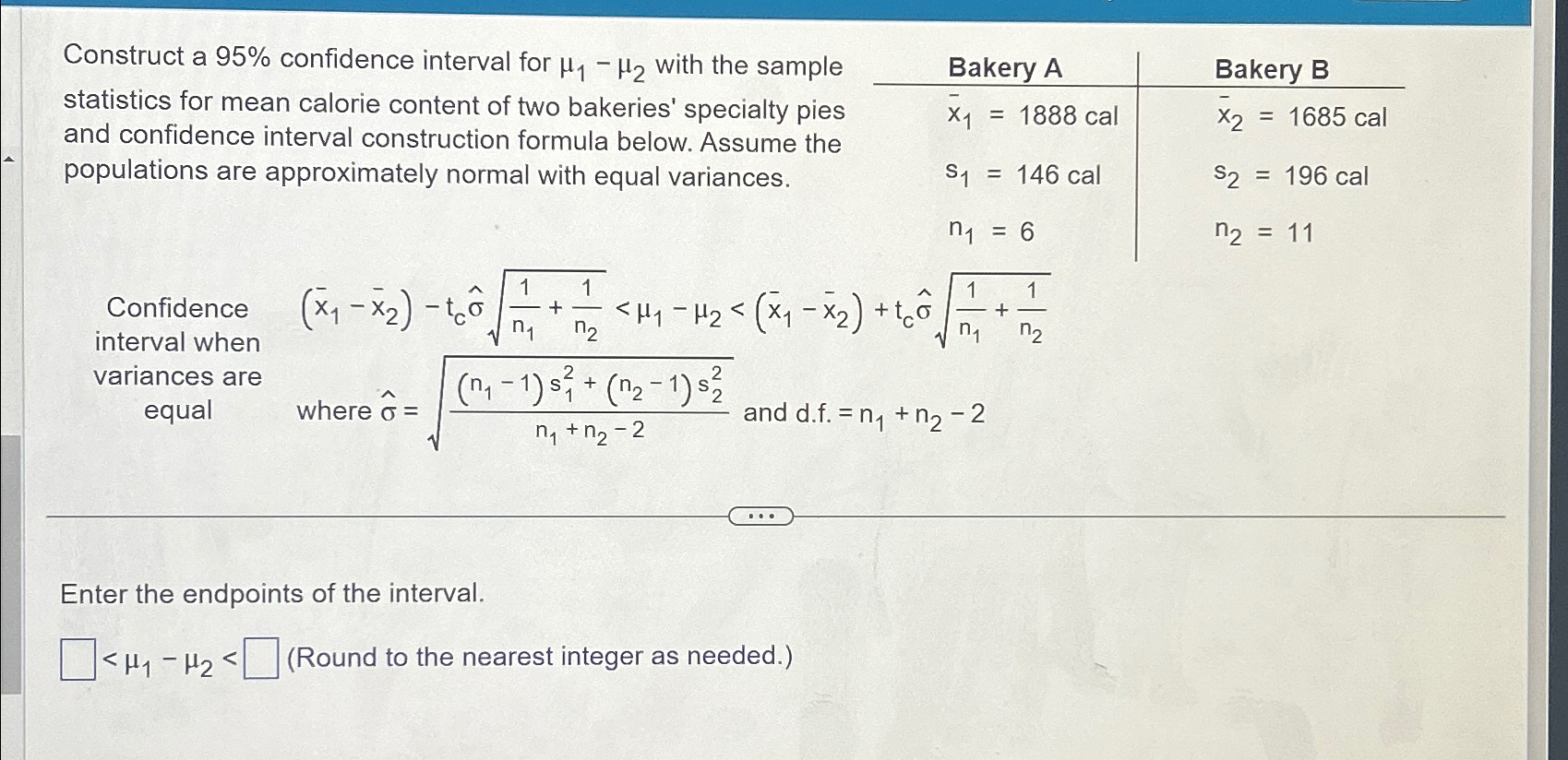 Solved Construct a 95% ﻿confidence interval for μ1-μ2 ﻿with | Chegg.com