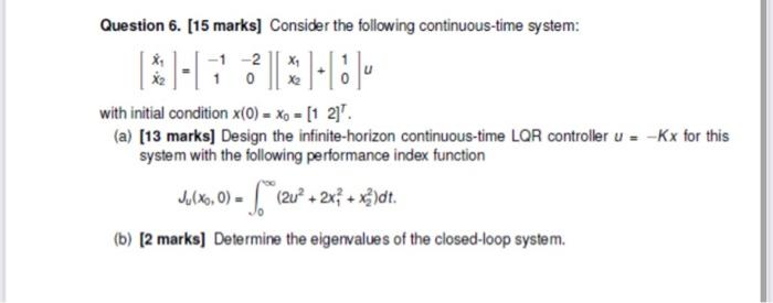 Solved Question 6. (15 marks] Consider the following | Chegg.com