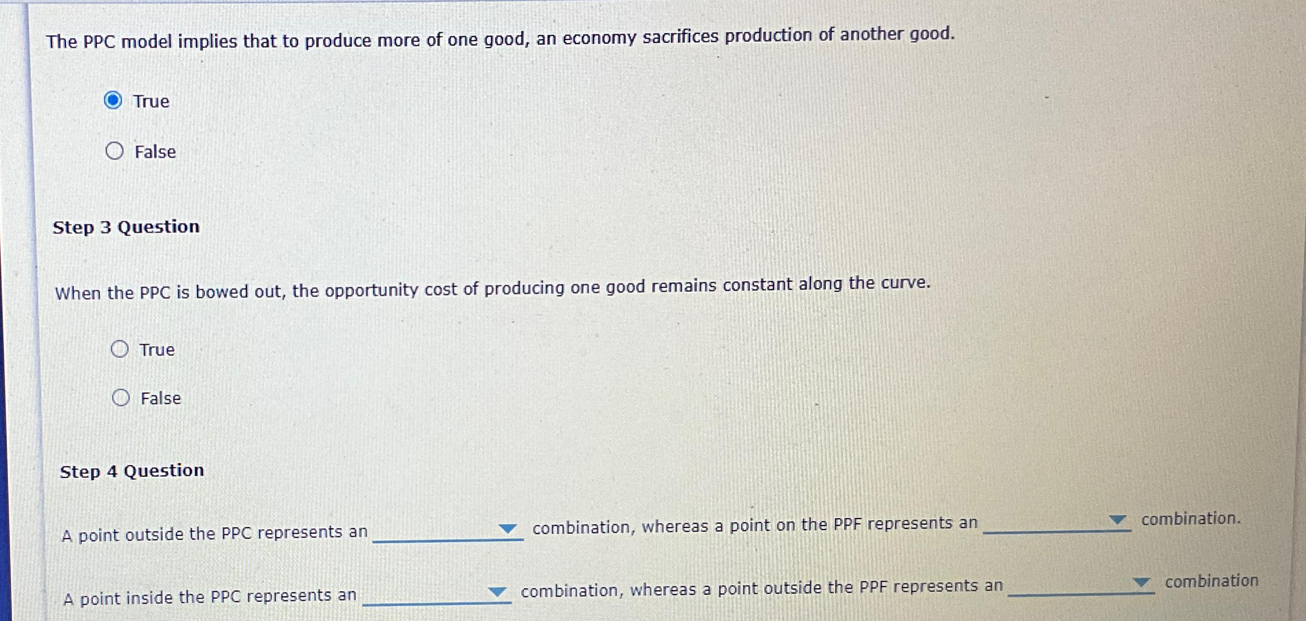 Solved The PPC model implies that to produce more of one | Chegg.com