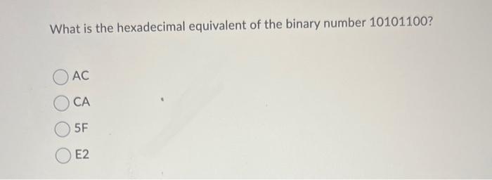 Solved What is the hexadecimal equivalent of the binary | Chegg.com