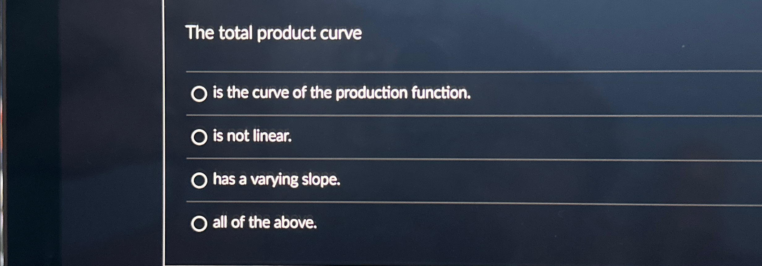 Solved The total product curveis the curve of the production | Chegg.com