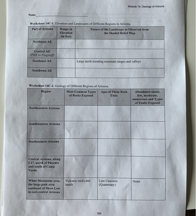 Module 14 Geology Of Arizona Name Worksheet 14c 1