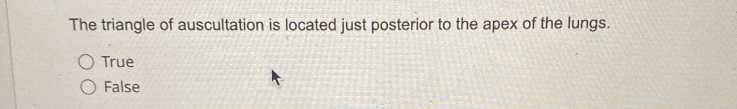 Solved The triangle of auscultation is located just | Chegg.com