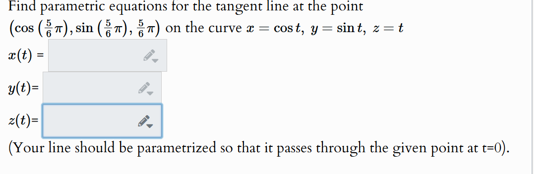 Solved Find parametric equations for the tangent line at | Chegg.com