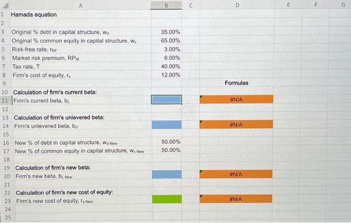 Solved Excel Online Structured Activity: Hamada equation | Chegg.com