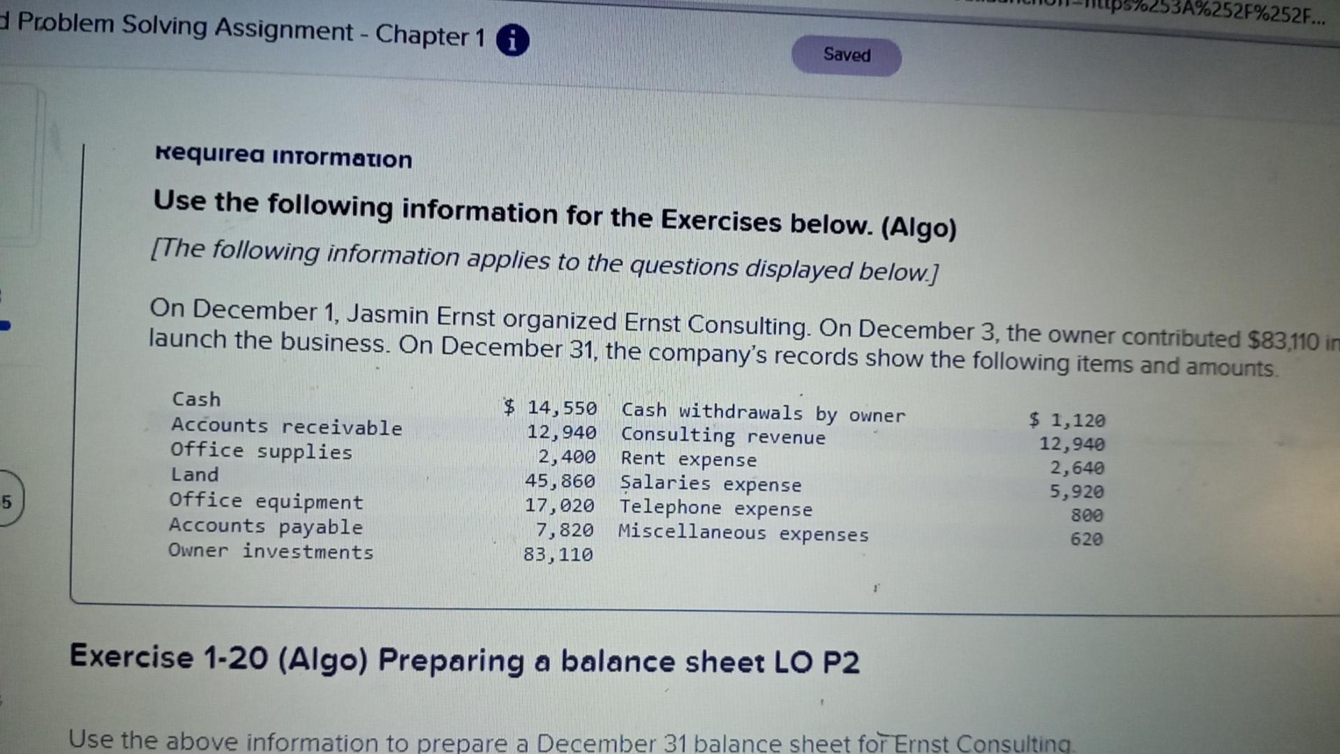 Solved Problem Solving Assignment - Chapter 1 (i | Chegg.com