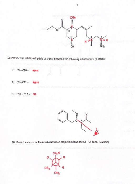 Solved Determine the relationship (cis or trans) between the | Chegg.com