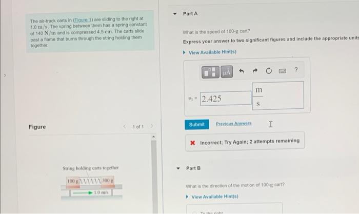 Solved The airtrack oarts in (Eigure 1) are slicing to the | Chegg.com